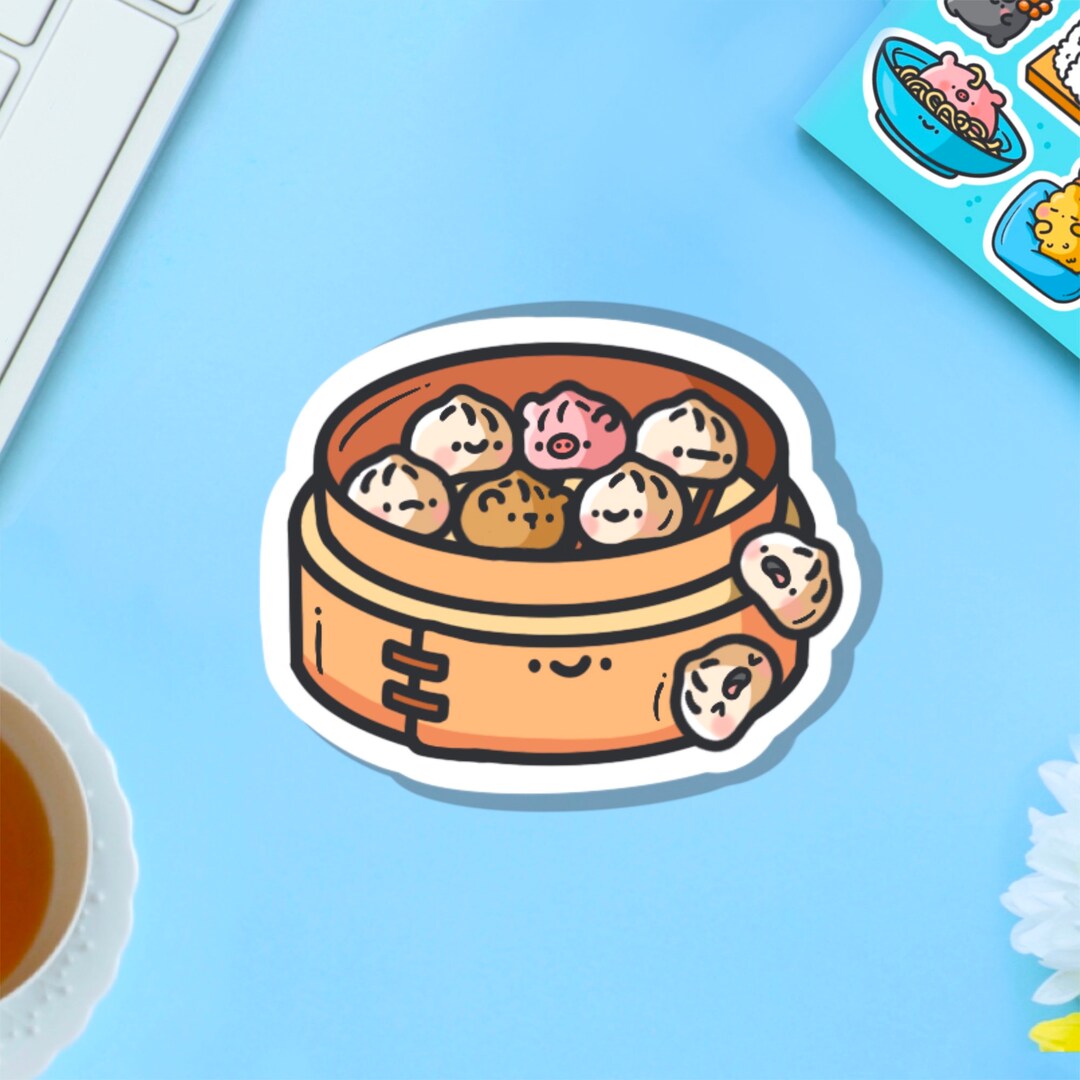 Steamed Buns Vinyl Sticker Kawaii Dim Sum Buns Stickers Cute Vinyl Buns ...