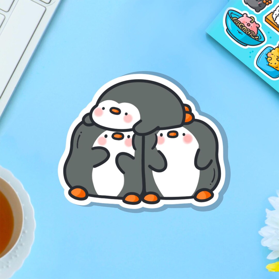 Three Penguins Vinyl Sticker | Kawaii Penguin Stickers | Cute Vinyl ...