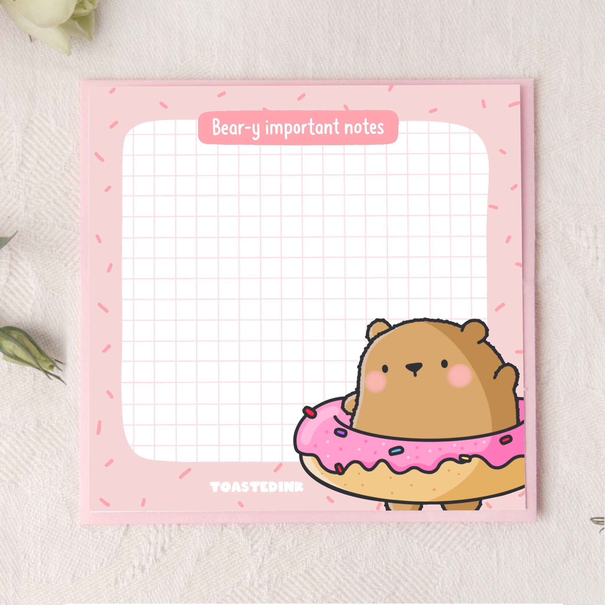Bear Sticky Notes Mini Grid Kawaii Design Sticky Notes Cute | Etsy UK