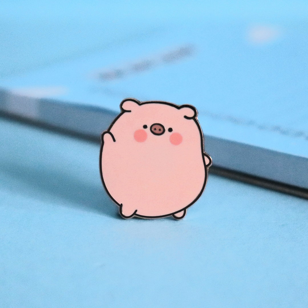 Pig Enamel Pin | Kawaii Pig Pin | Cute Animals | Rose Gold Pig | Hard ...