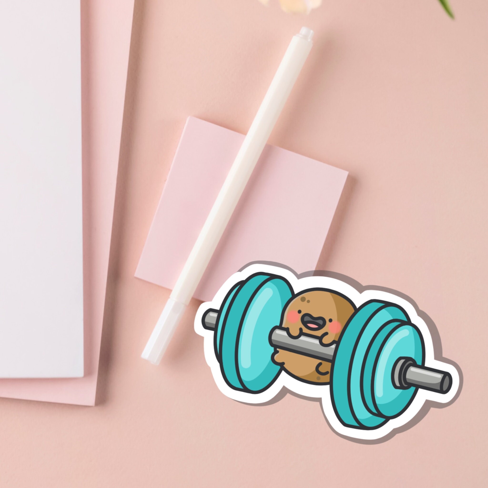 Fitness Potato Vinyl Sticker Kawaii Weights Stickers Cute | Etsy