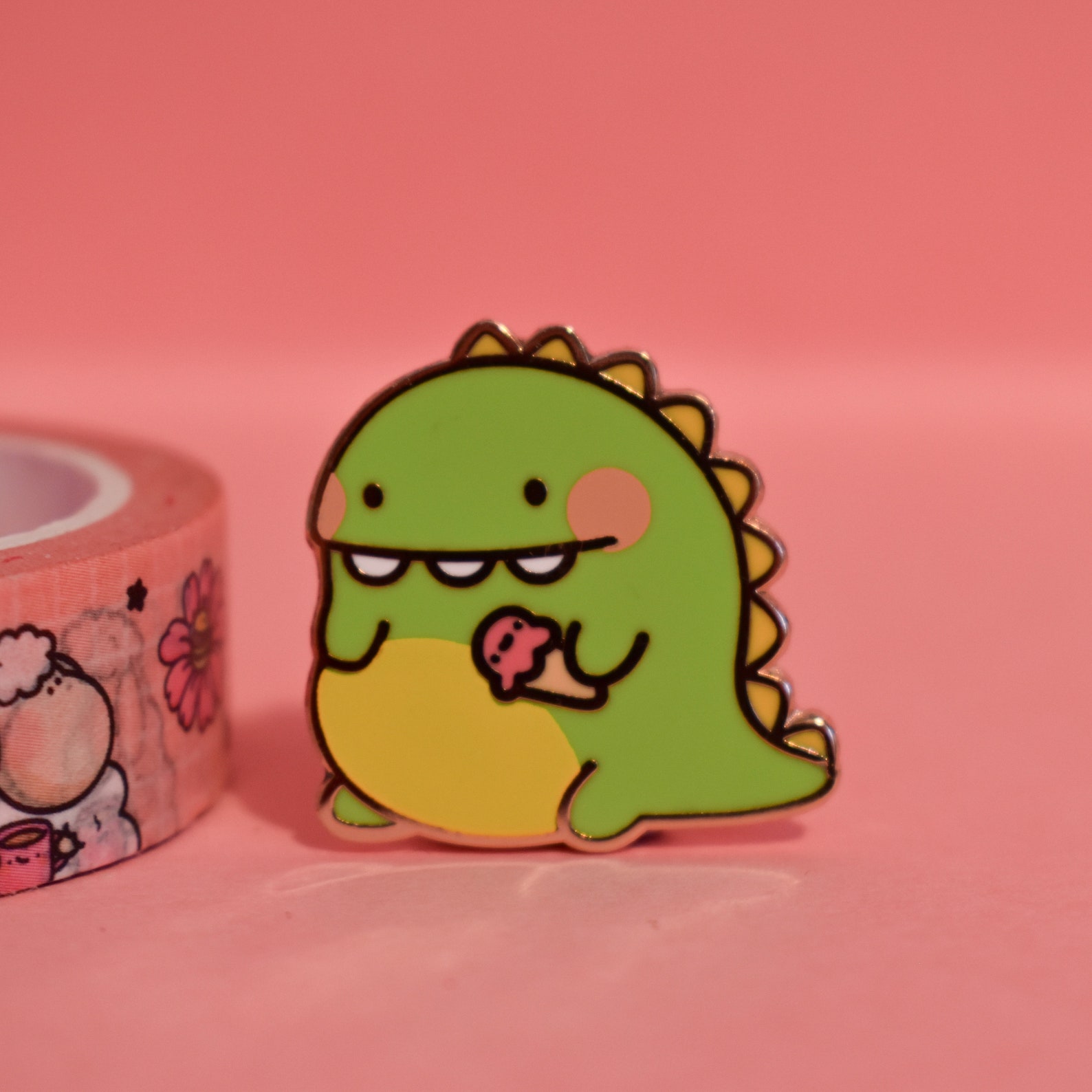 Cute Dinosaur Enamel Pin Kawaii Dinosaur Pin Rose Gold | Etsy