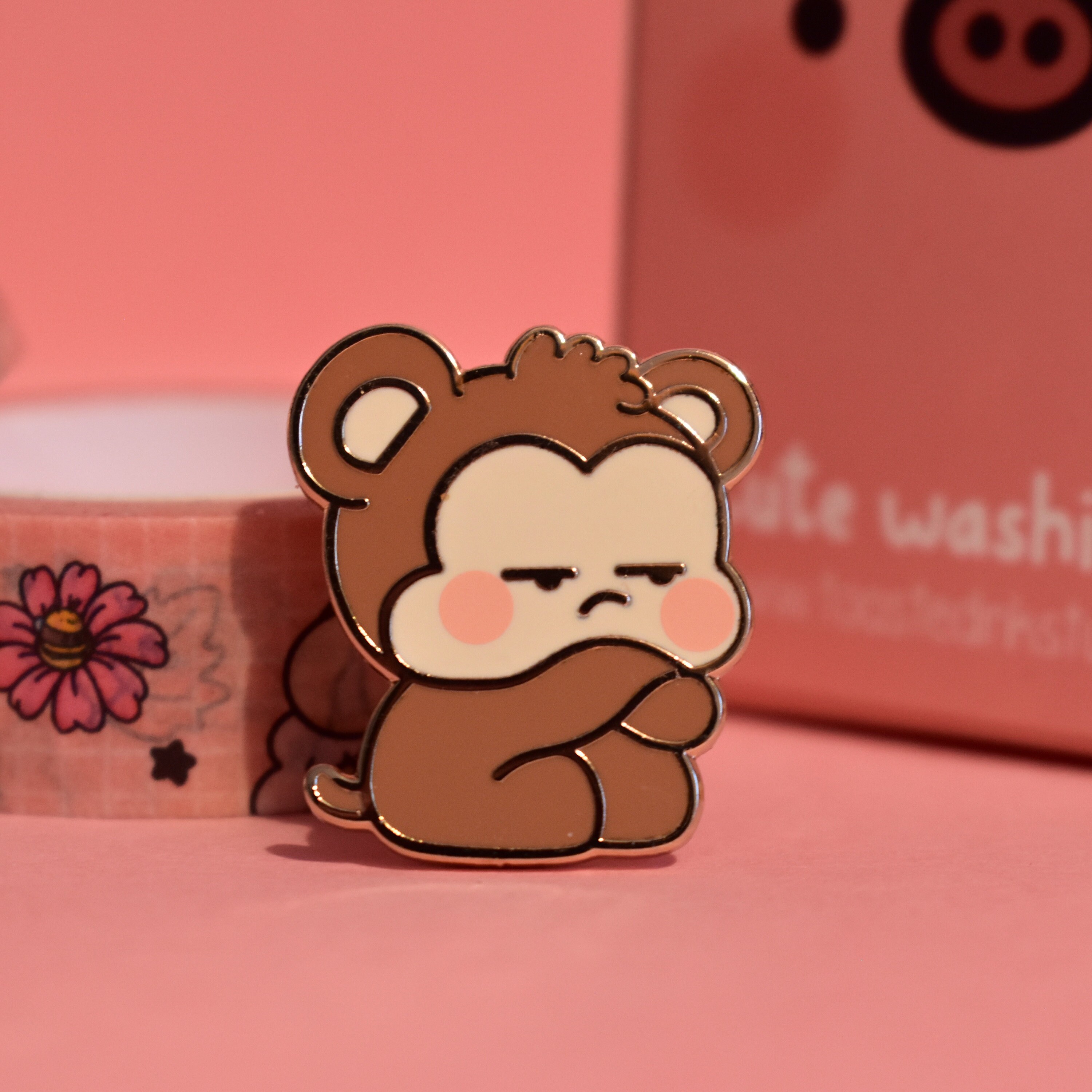Cute Monkey Duo Enamel Pins Kawaii Monkey Pin Rose Gold - Etsy