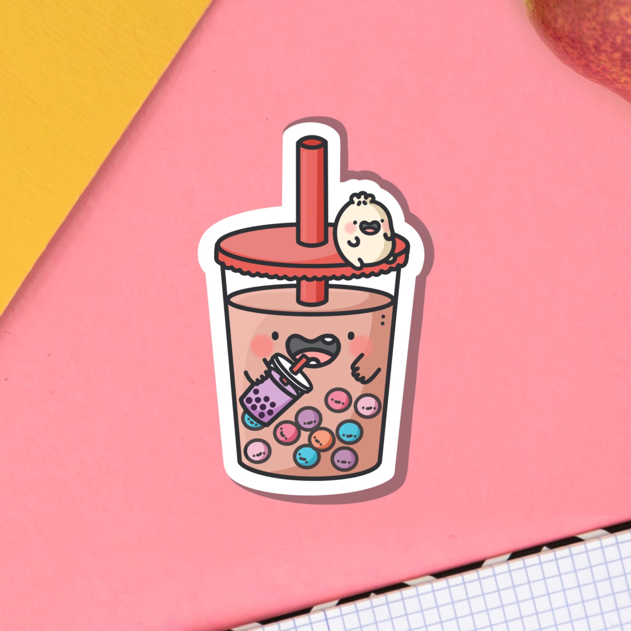 Cute Boba Tea Vinyl Sticker Kawaii Bubble Tea Stickers - Etsy