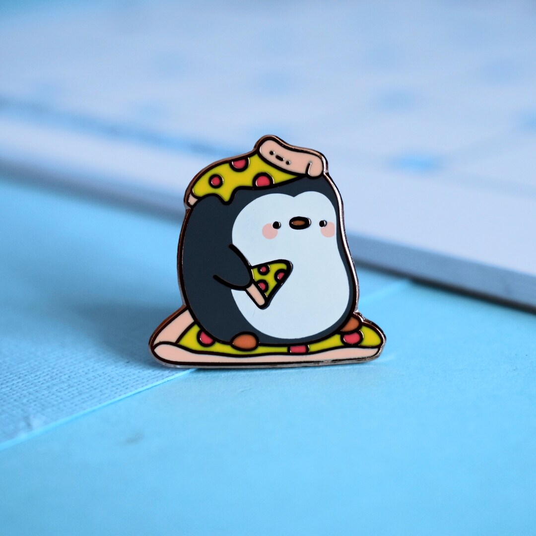 Cute Pizza Penguin Enamel Pin Kawaii Animal Pin Rose Gold - Etsy