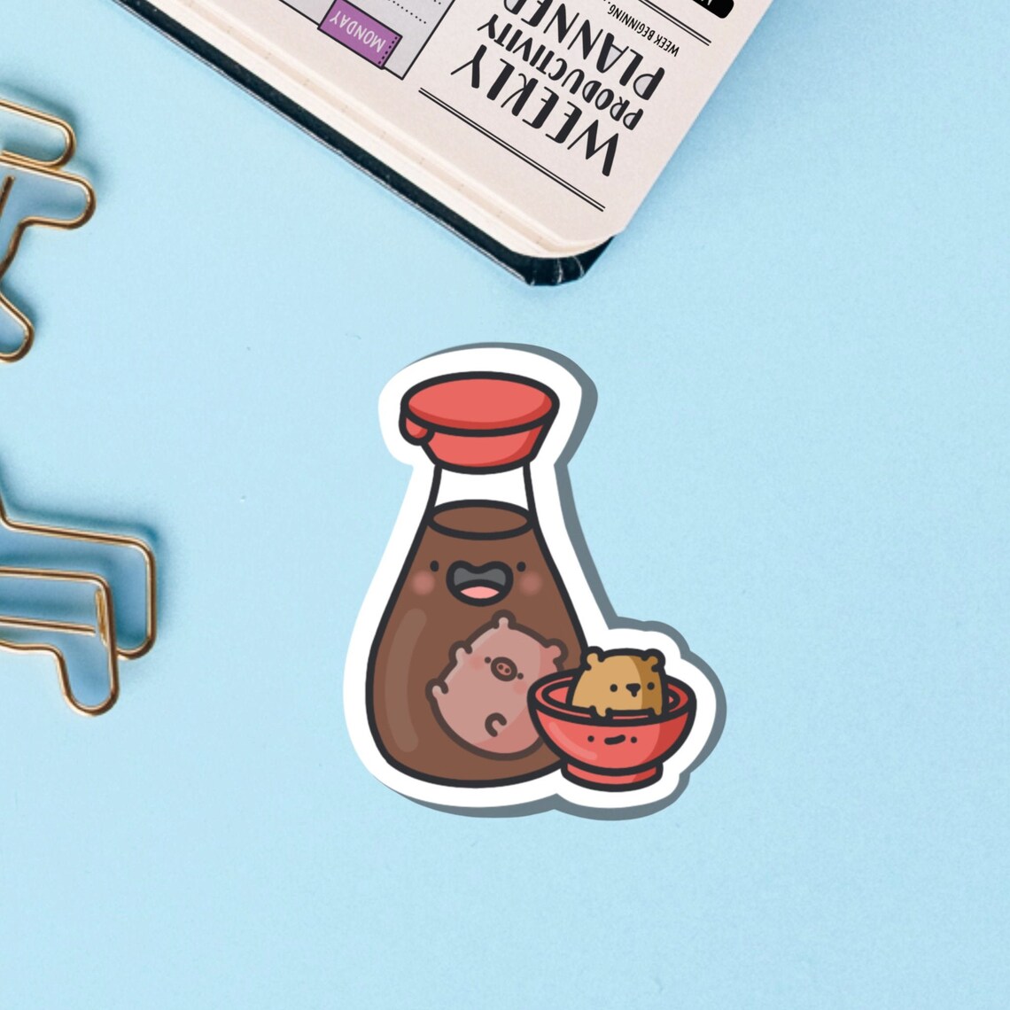 Soy Sauce Vinyl Sticker Kawaii Stickers bear Stickers | Etsy
