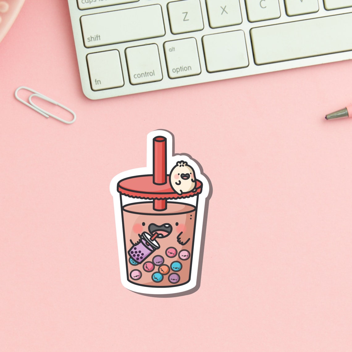 Cute Boba Tea Vinyl Sticker Kawaii Bubble Tea Stickers | Etsy