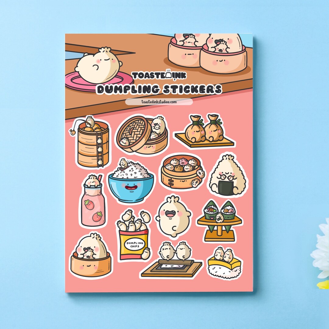 Dumpling Sticker Sheet - Cute Dim Sum Stickers - Kawaii Stickers ...