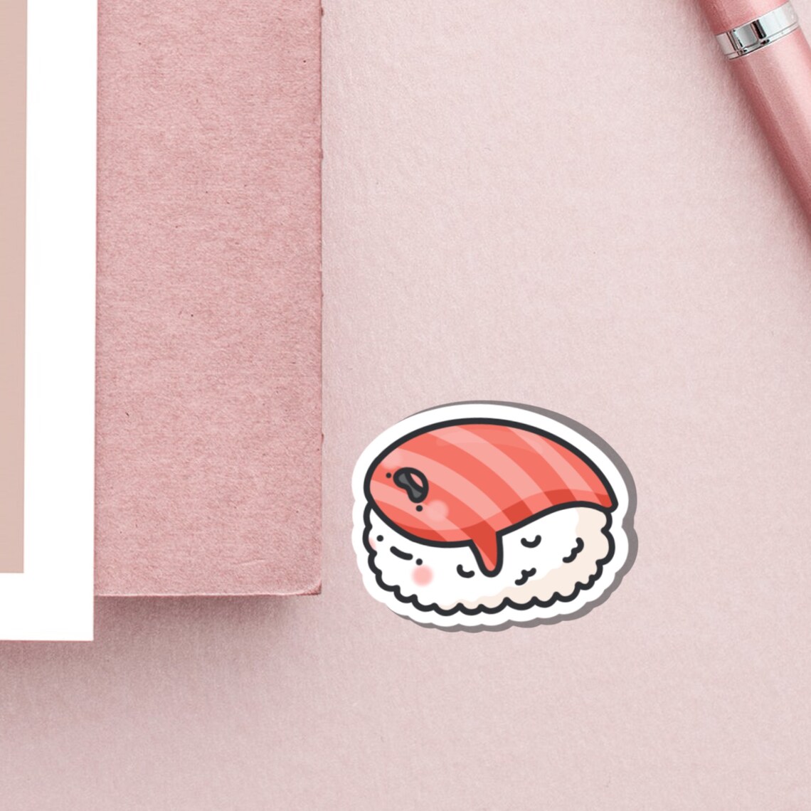Salmon Sushi Vinyl Sticker Kawaii Sushi Stickers Cute | Etsy