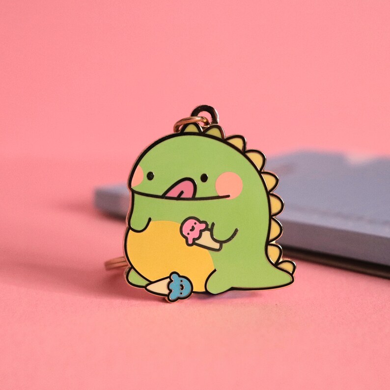Dinosaur Key Ring | Kawaii Dinosaur Keychain Keychain | Key Ring ...