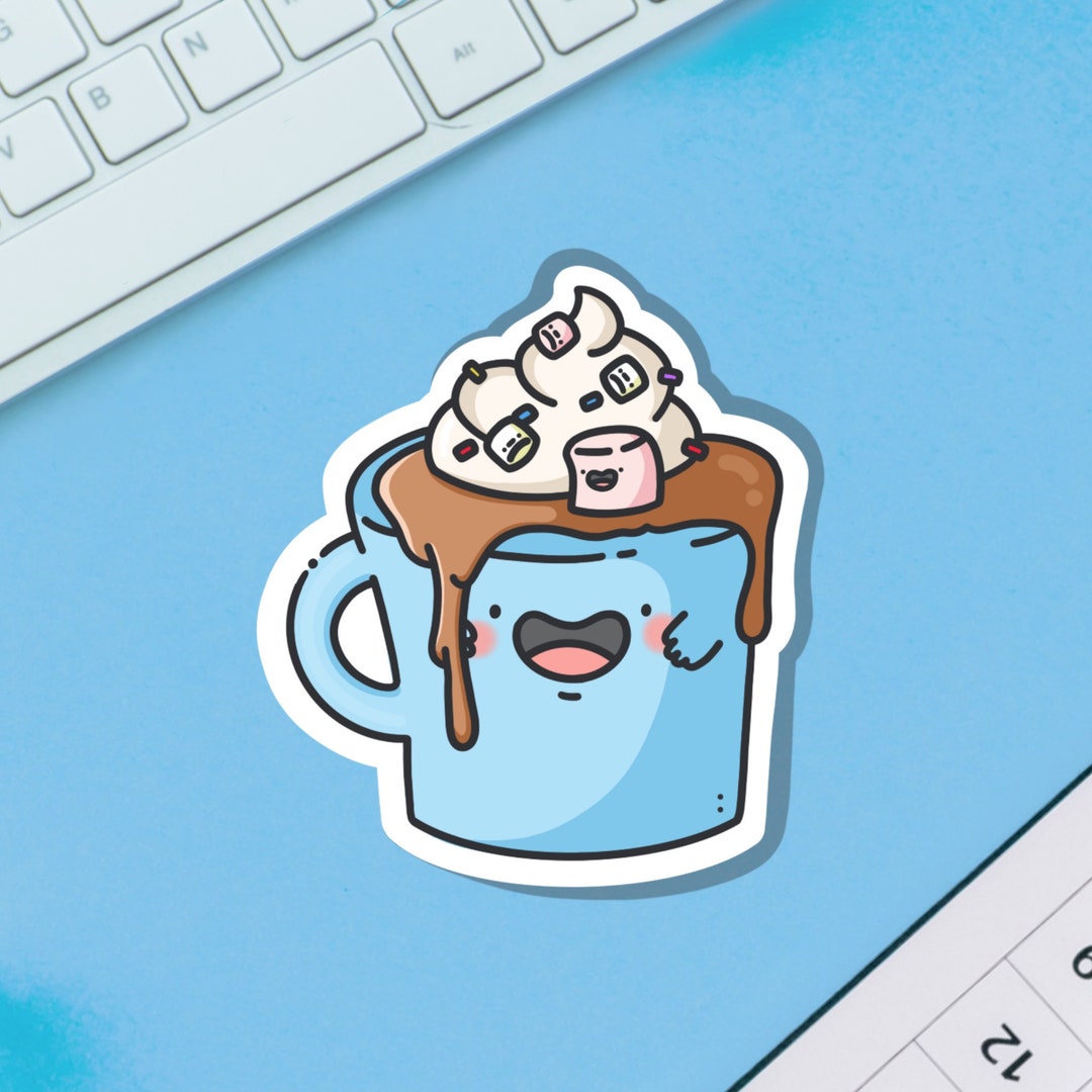 Hot Chocolate Vinyl Sticker Kawaii Hot Chocolate Stickers Cute Vinyl ...