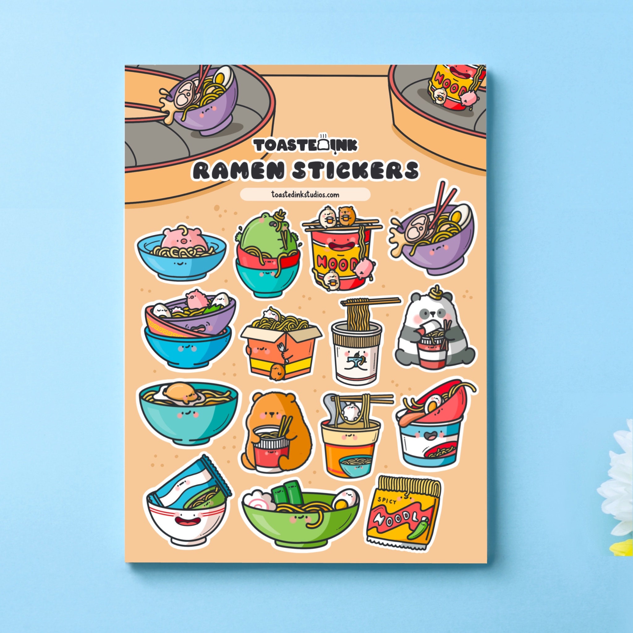 Ramen Noodles Sticker Sheet - Cute Noodles Stickers - Kawaii Food ...