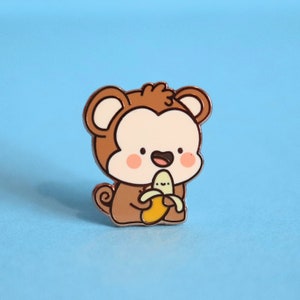 Monkey Enamel Pin | Kawaii Monkey Pin | Rose Gold Pin | Hard Enamel Pin ...