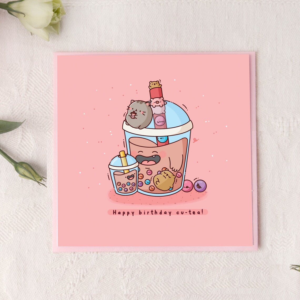 Cute Birthday Card for Friend Kawaii Boba Tea Birthday Card - Etsy Canada