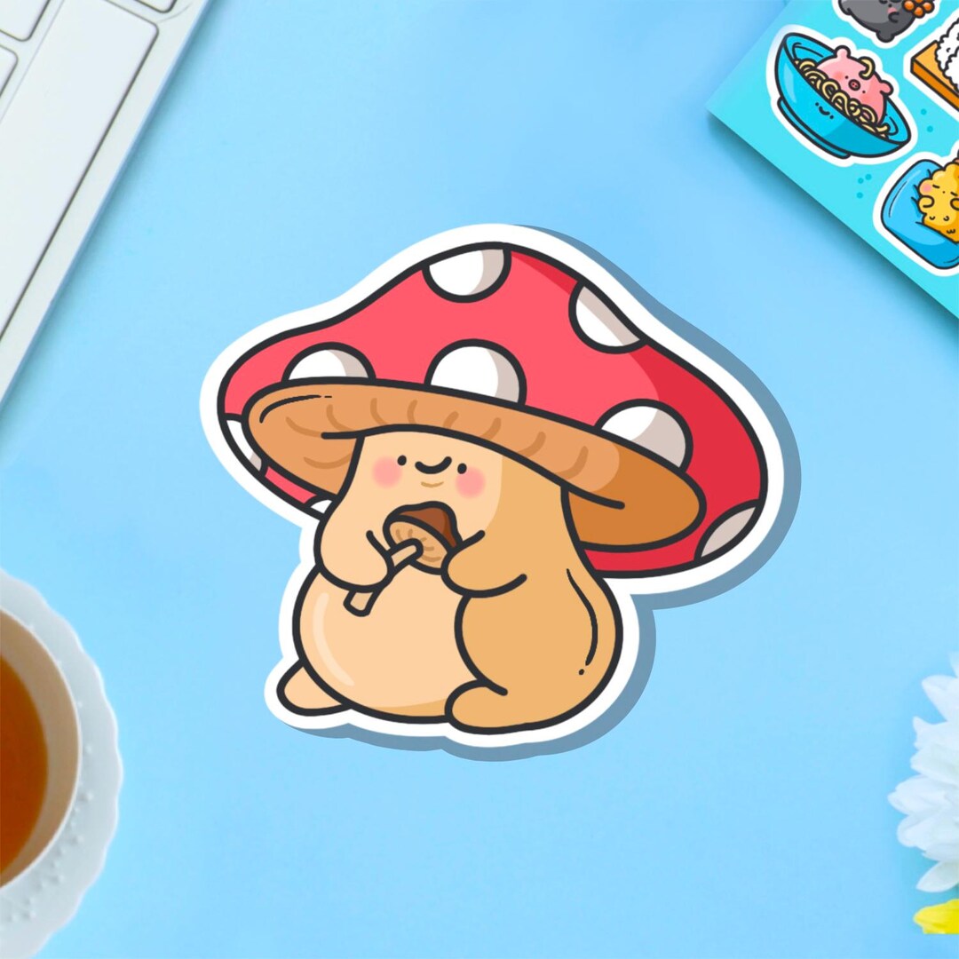 Mushroom Vinyl Sticker | Kawaii Mushroom Stickers | Cute Vinyl Sticker ...