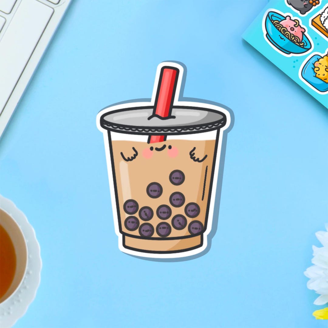 Bubble Tea Vinyl Sticker | Kawaii Boba Stickers | Cute Vinyl Sticker ...