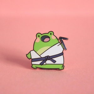 Karate Frog Enamel Pin | Kawaii Frog Pin | Rose Gold Frog | Hard Enamel ...