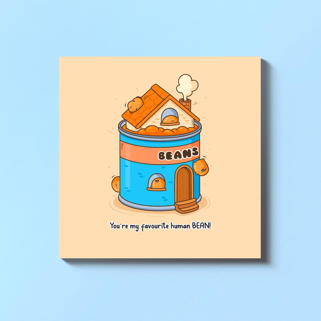 Baked Bean Card - Kawaii Beans Card | Cards for Her, Cards for Him ...
