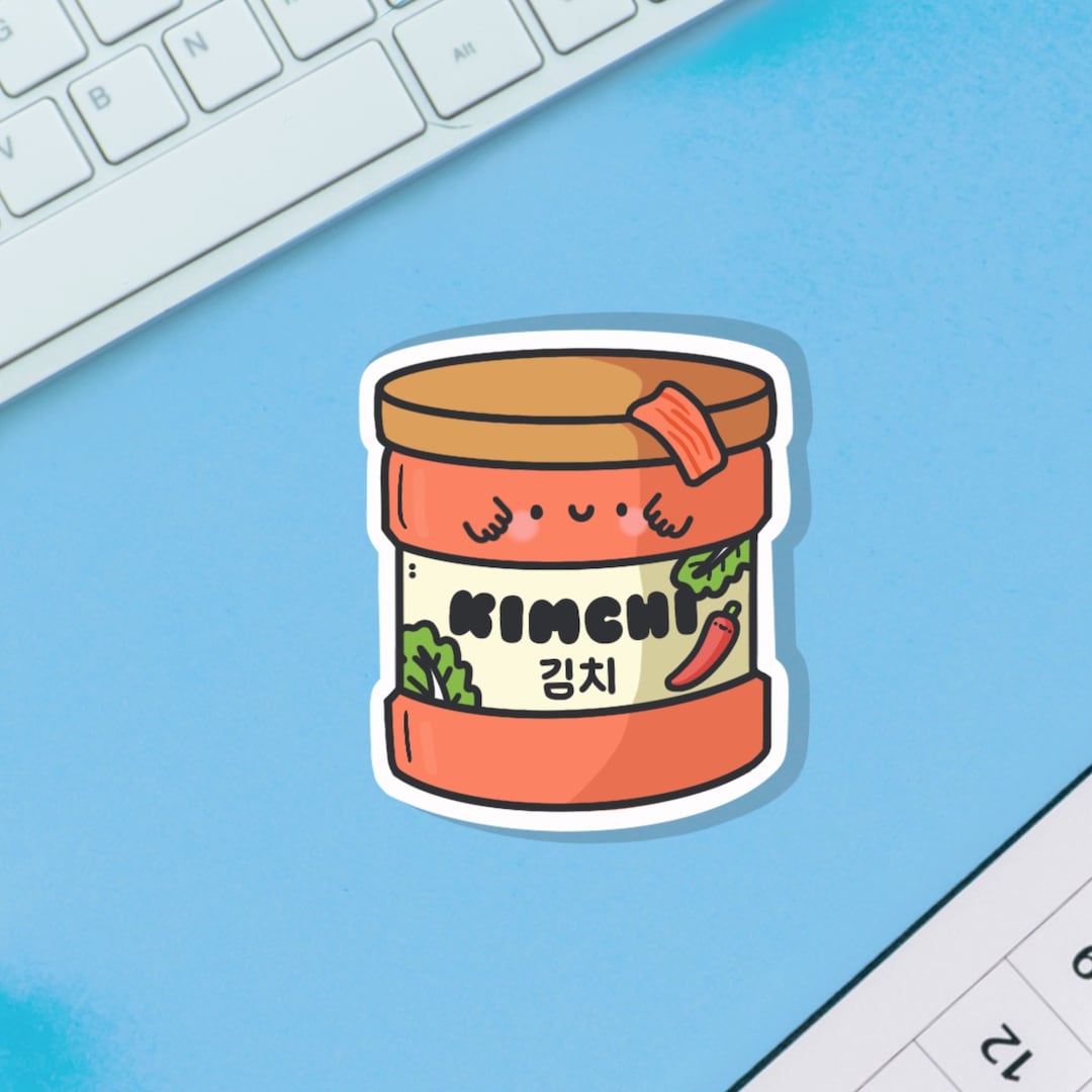 Cute Kimchi Vinyl Sticker | Kawaii Korean Food Stickers | Cute Vinyl ...