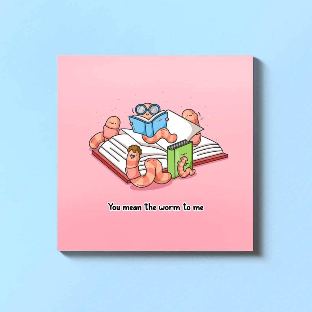 Worm Card - Kawaii Cute Bookworm | Cards for Her, Cards for Him | Funny ...