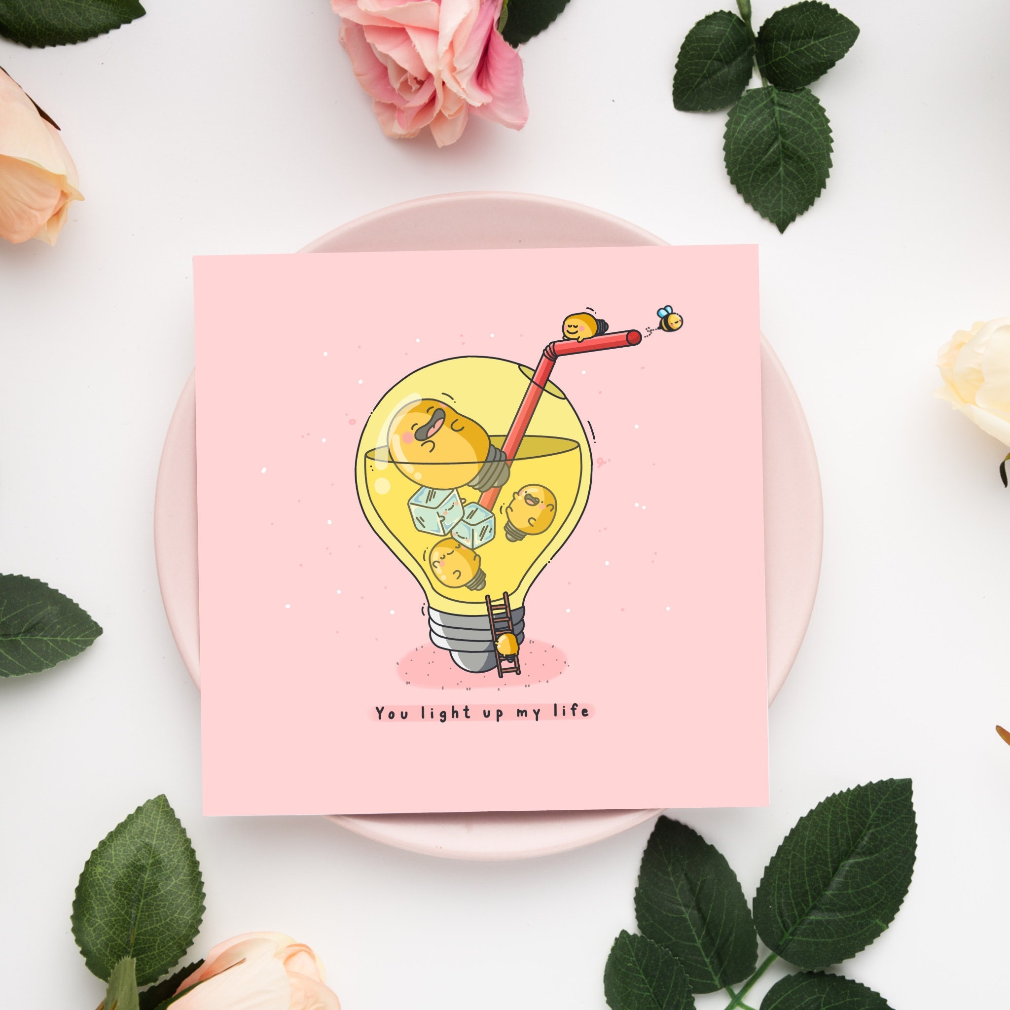 Cute Light Bulb Card Cute Kawaii Lightbulb Card Cards for | Etsy