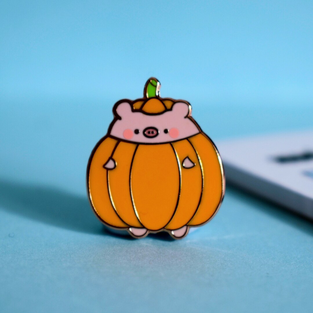 Cute Pumpkin Pig Enamel Pin Kawaii Pig Pin Cute Animals Rose Gold Pig ...