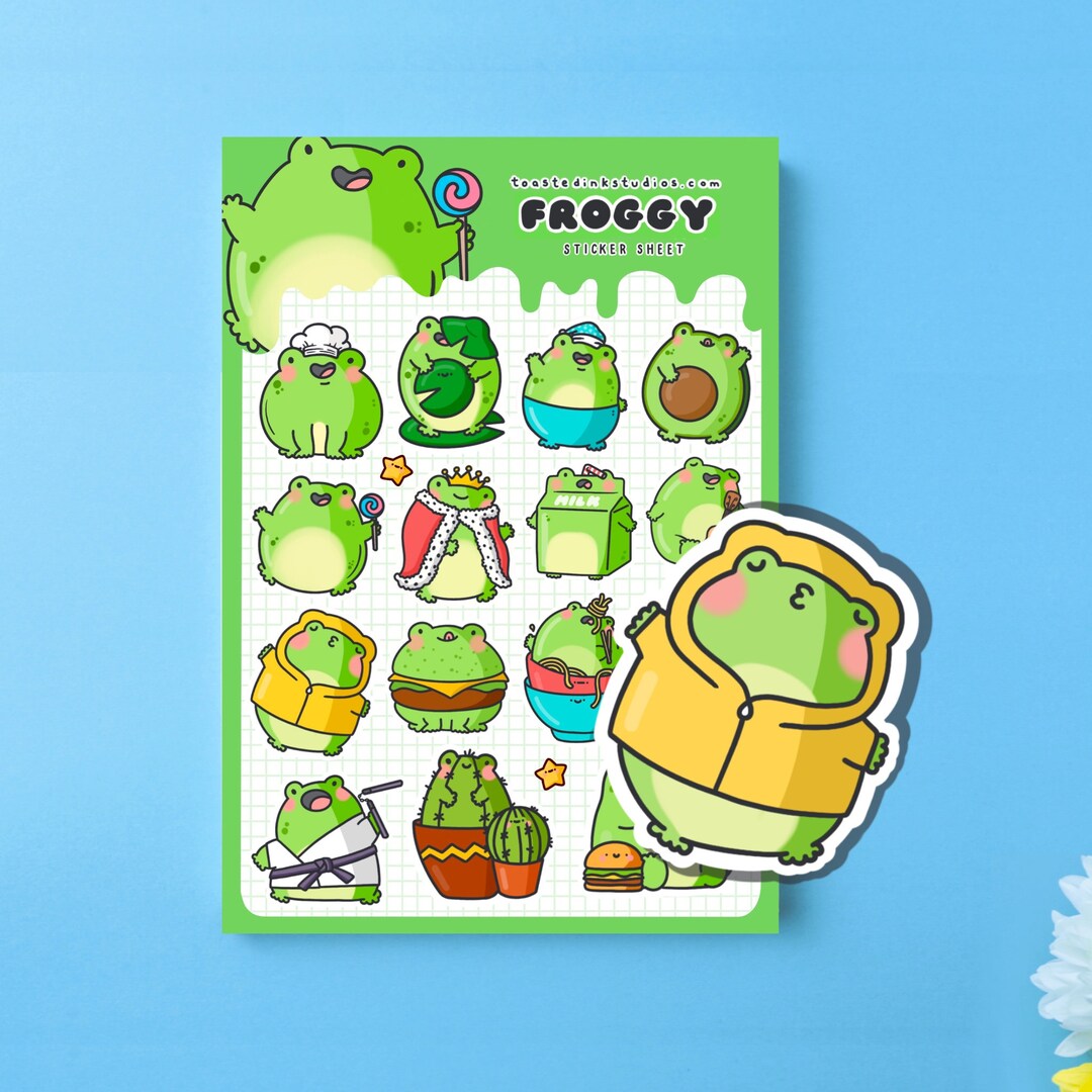 A5 Frog Sticker Sheet Cute Stickers Kawaii Stickers Bullet Journal ...