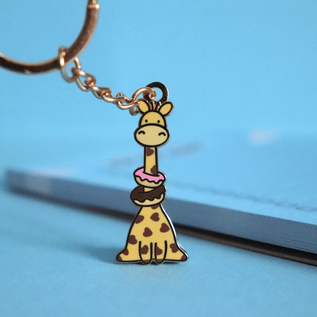 Giraffe Key Ring | Kawaii Keychain Keychain | Key Ring | Enamel Charm ...
