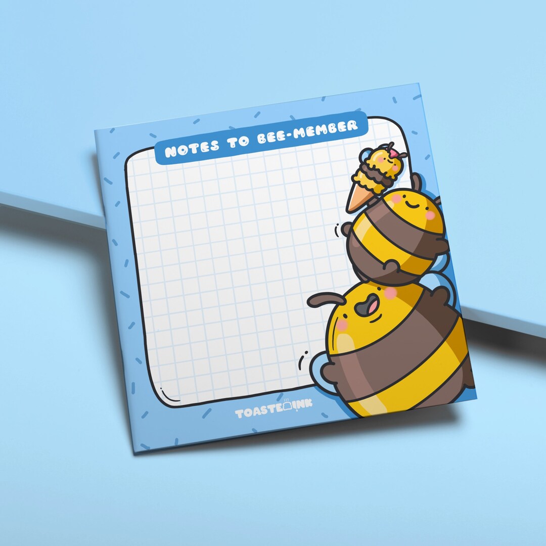 Bee Sticky Notes, Mini Grid, Kawaii Design Sticky Notes | Cute Memo Pad ...
