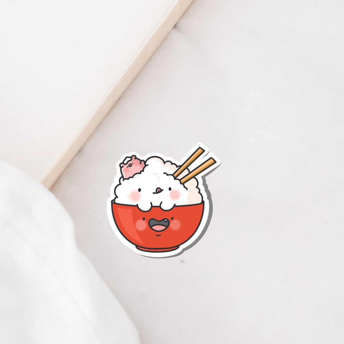 Cute Rice Bowl Vinyl Sticker Kawaii Stickers Rice Stickers | Etsy