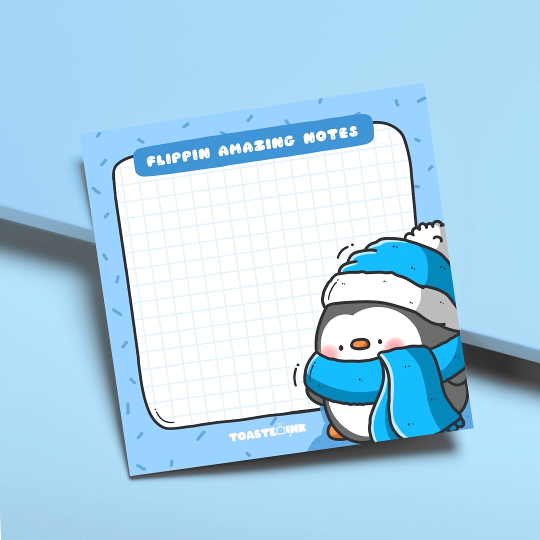 Penguin Sticky Notes, Mini Grid, Kawaii Design Sticky Notes | Cute Memo ...