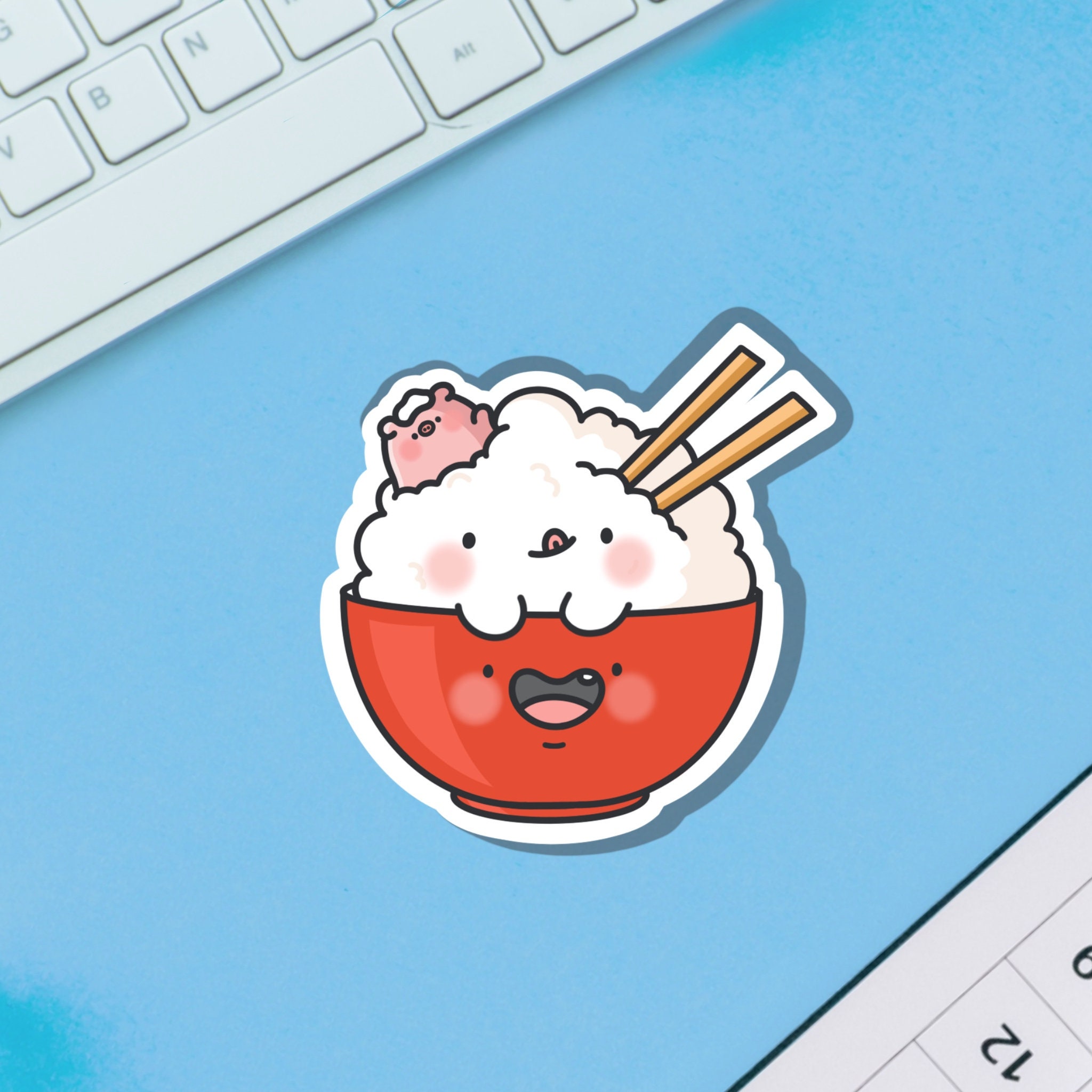 Cute Rice Bowl Vinyl Sticker Kawaii Stickers Rice Stickers - Etsy