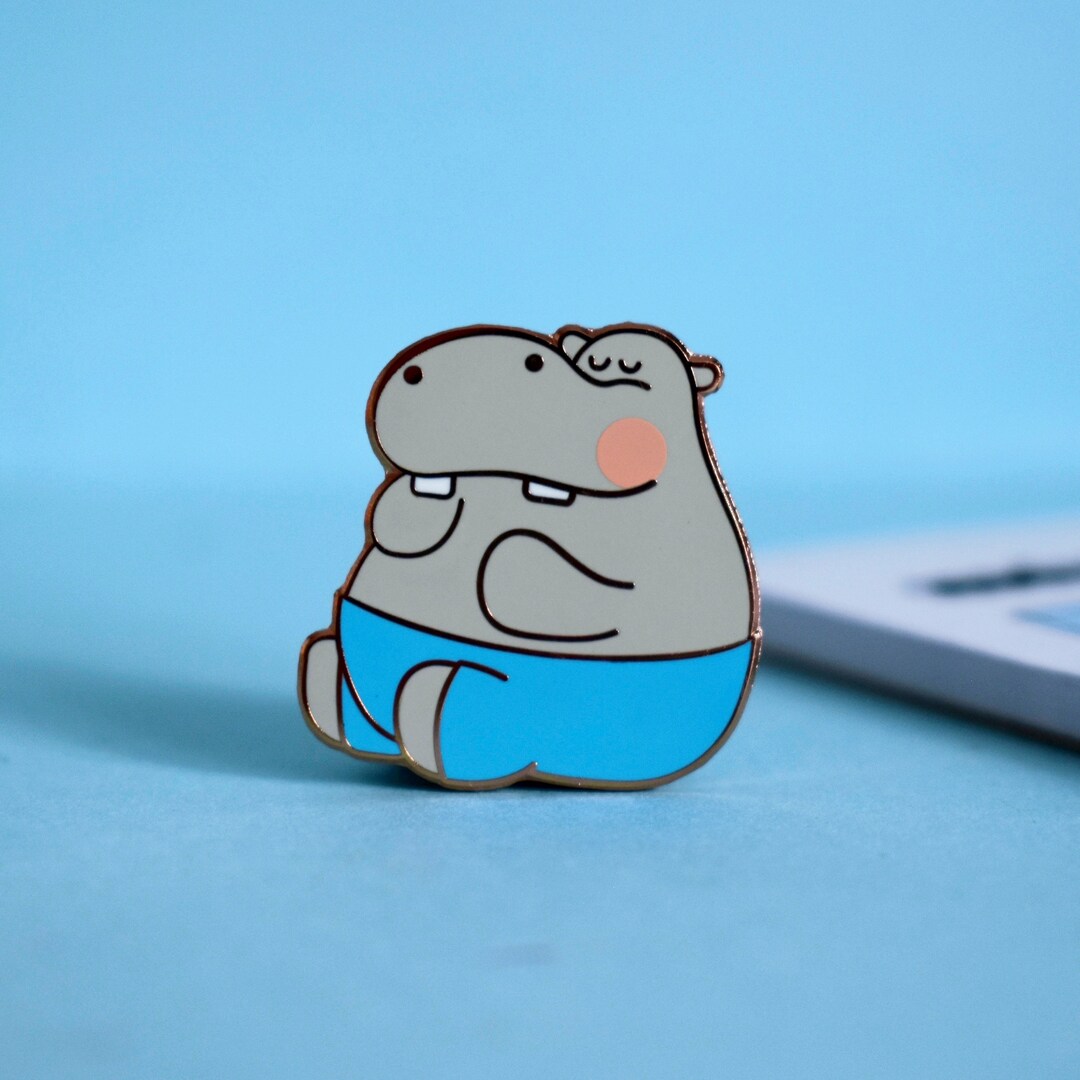 Cute Hippo Enamel Pin Kawaii Hippopotamus Pin Rose Gold Hippo Hard ...