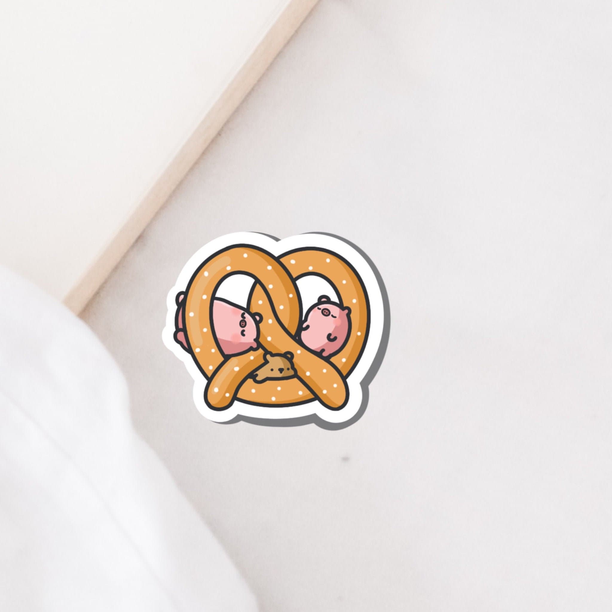 Cute Pretzel Vinyl Sticker Kawaii Stickers Pretzel Stickers | Etsy