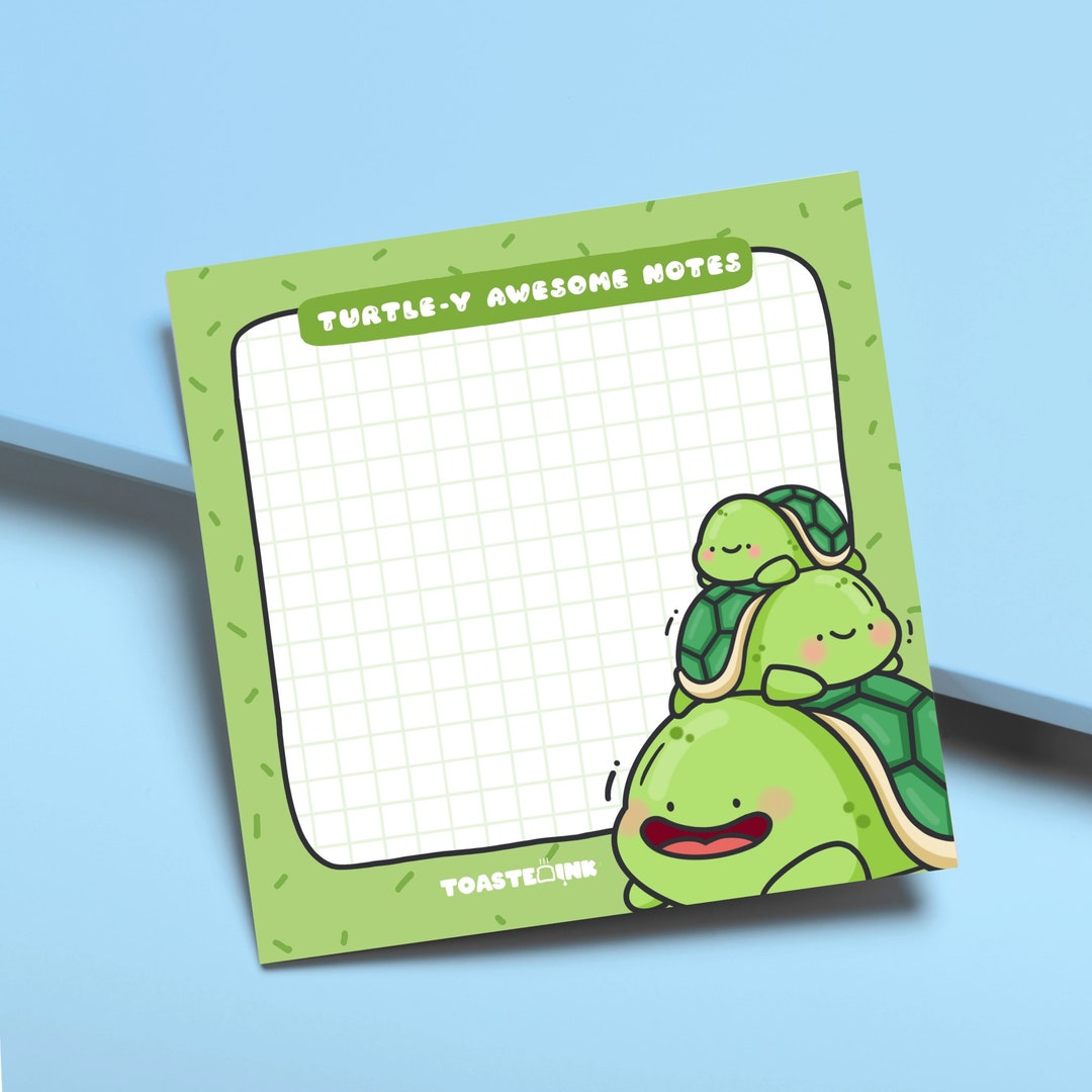 Turtle Sticky Notes, Mini Grid Kawaii Design Sticky Notes | Cute Memo ...