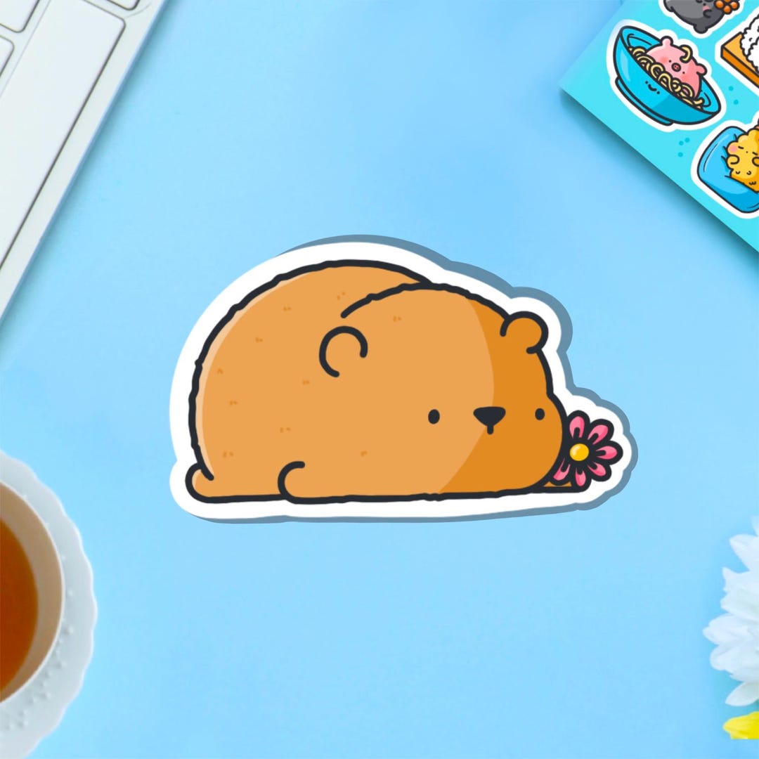 Bear Flower Vinyl Sticker | Kawaii Bear Stickers | Cute Bear Vinyl ...