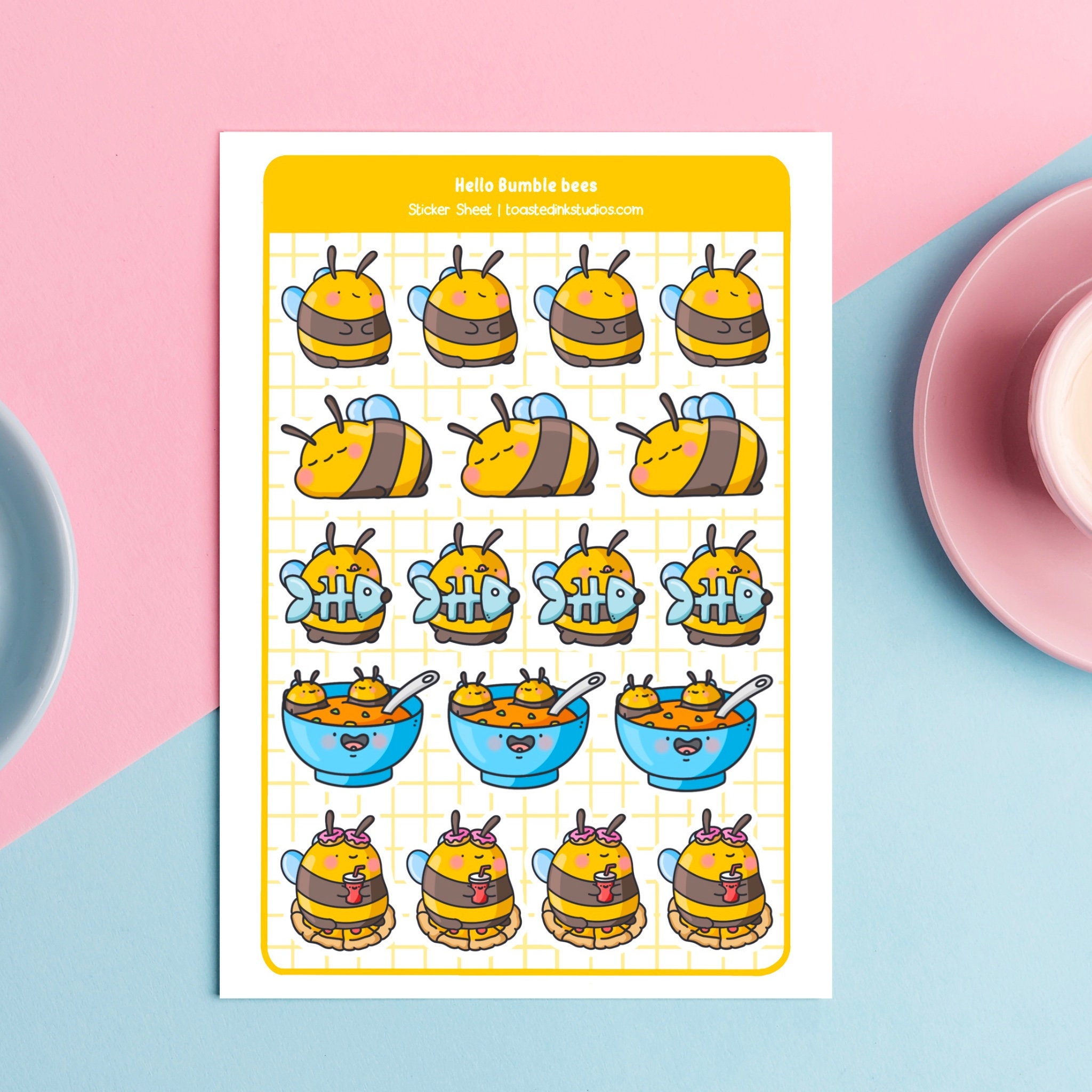 A6 Cute Bumble Bee Sticker Sheets Kawaii Bumblebee Planner - Etsy UK