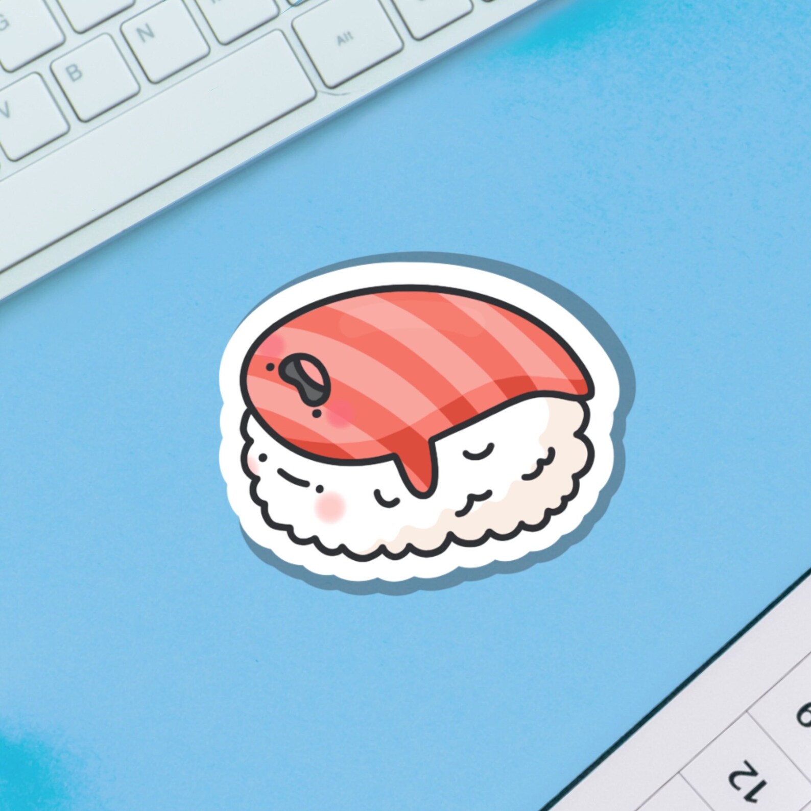 Salmon Sushi Vinyl Sticker Kawaii Sushi Stickers Cute - Etsy