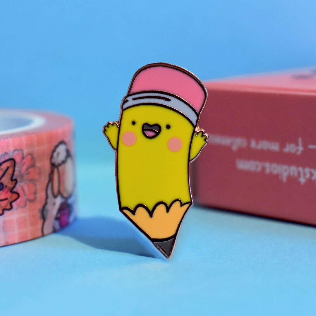 Cute Pencil Enamel Pin Kawaii Pencil Lapel Pin Rose Gold Pencil Hard ...