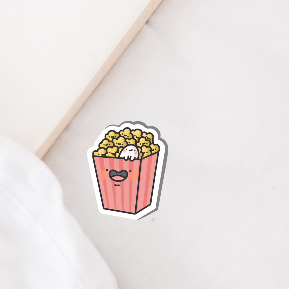 Cute Popcorn Vinyl Sticker Kawaii Stickers Popcorn Stickers | Etsy