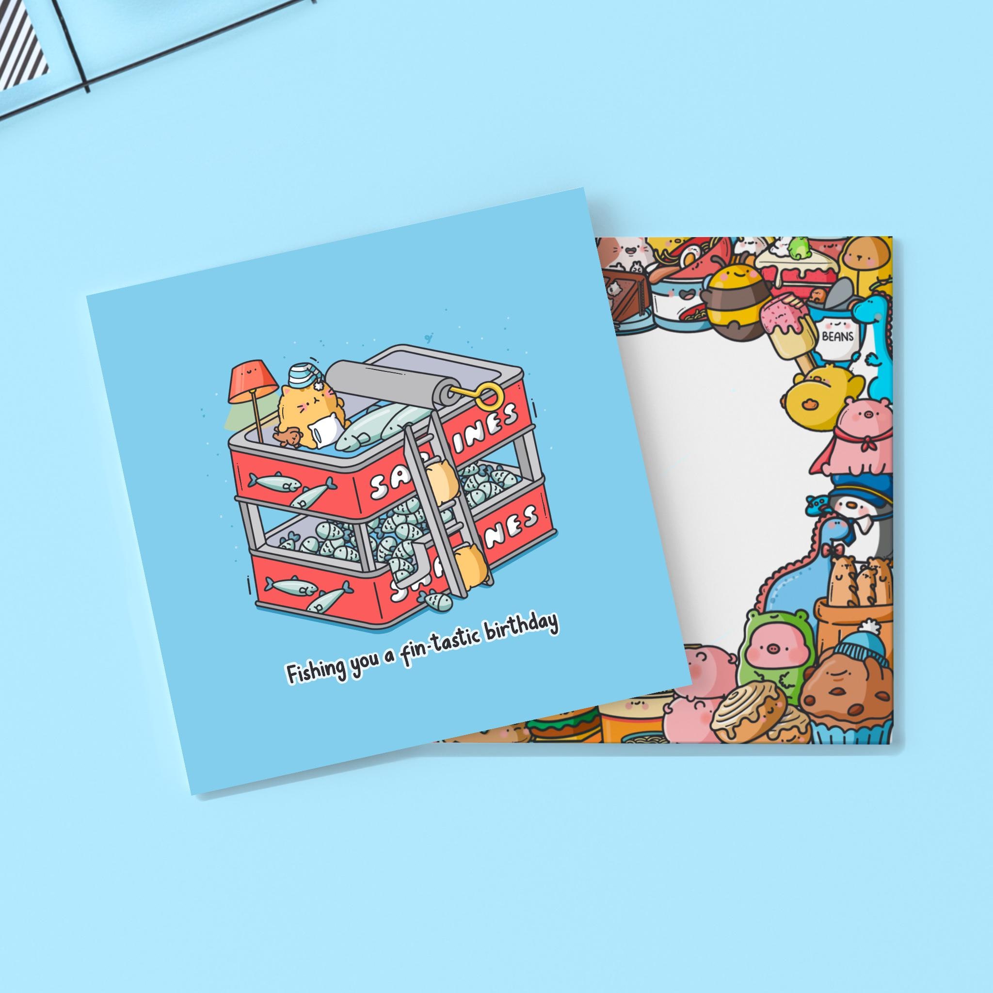 Sardines Birthday Card for Friend | Kawaii Fish Birthday Card for Him ...