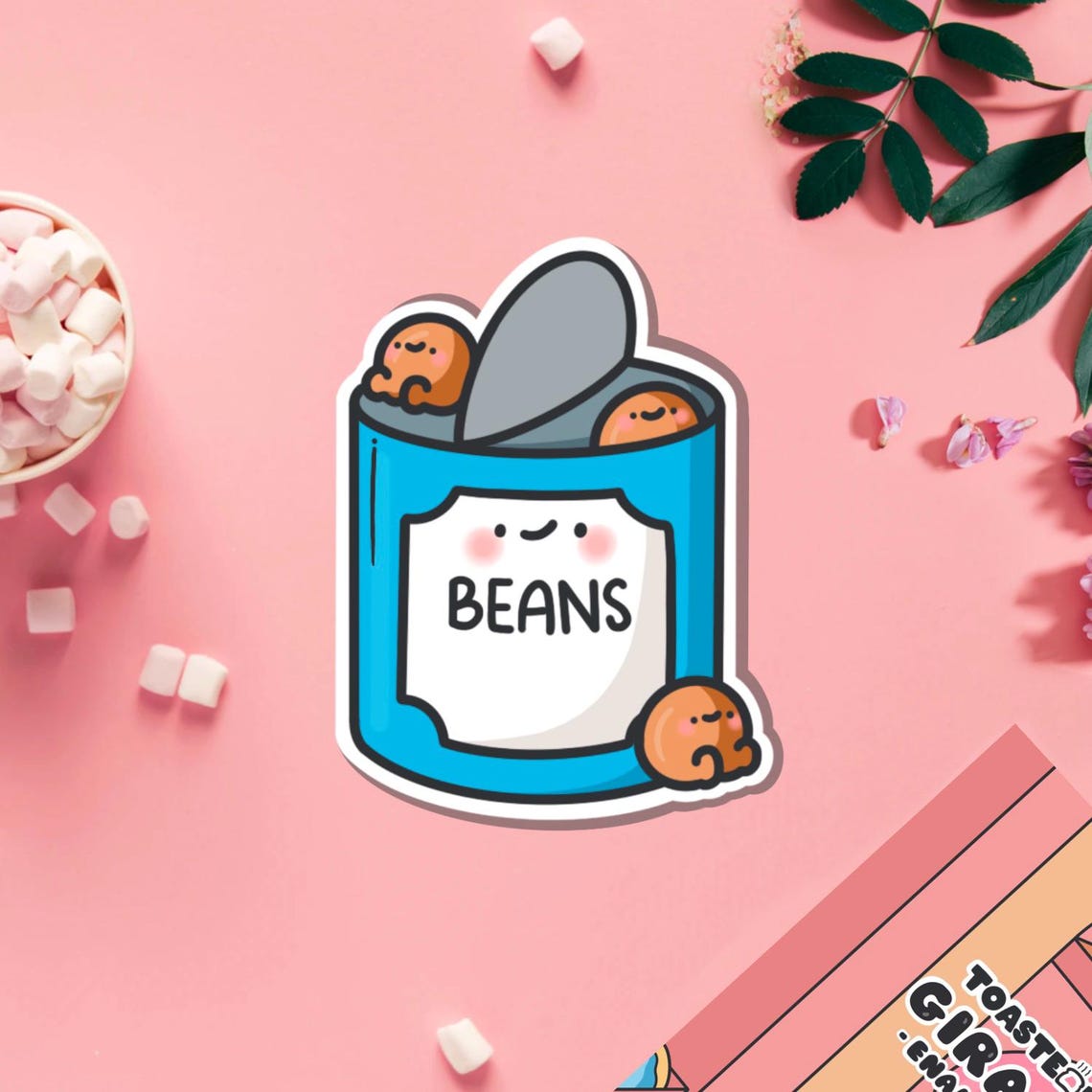 Baked Beans Vinyl Sticker | Kawaii Stickers, Beans Stickers | Cute ...