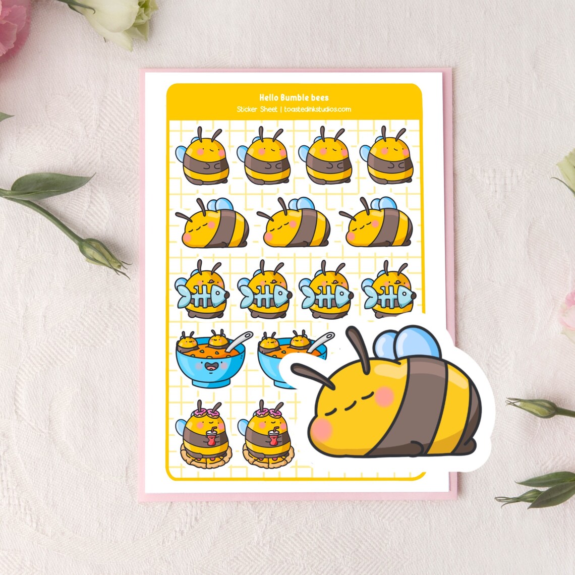 A6 Cute Bumble bee Sticker Sheets Kawaii bumblebee Planner | Etsy