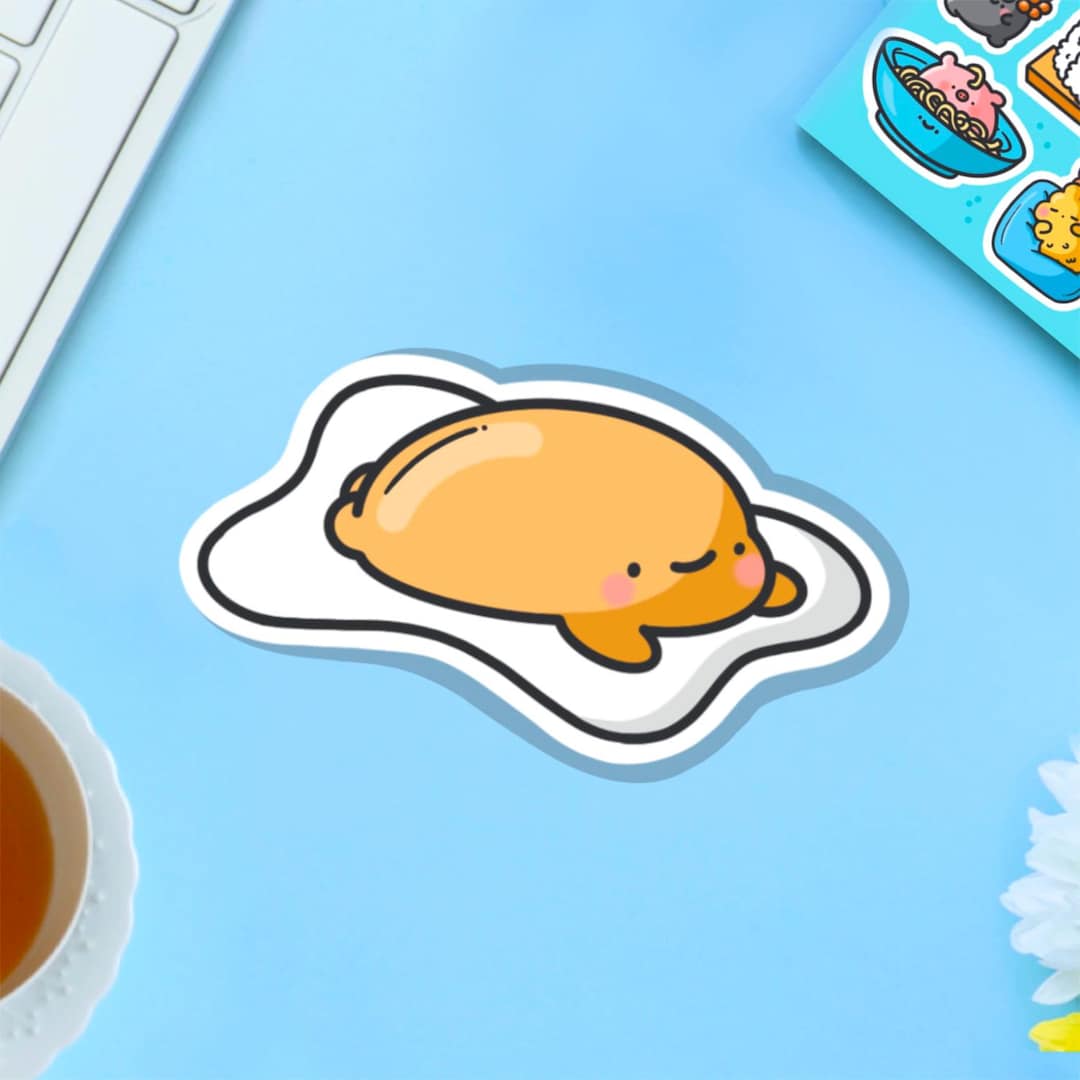 Fried Egg Vinyl Sticker | Kawaii Egg Stickers | Cute Vinyl Sticker ...