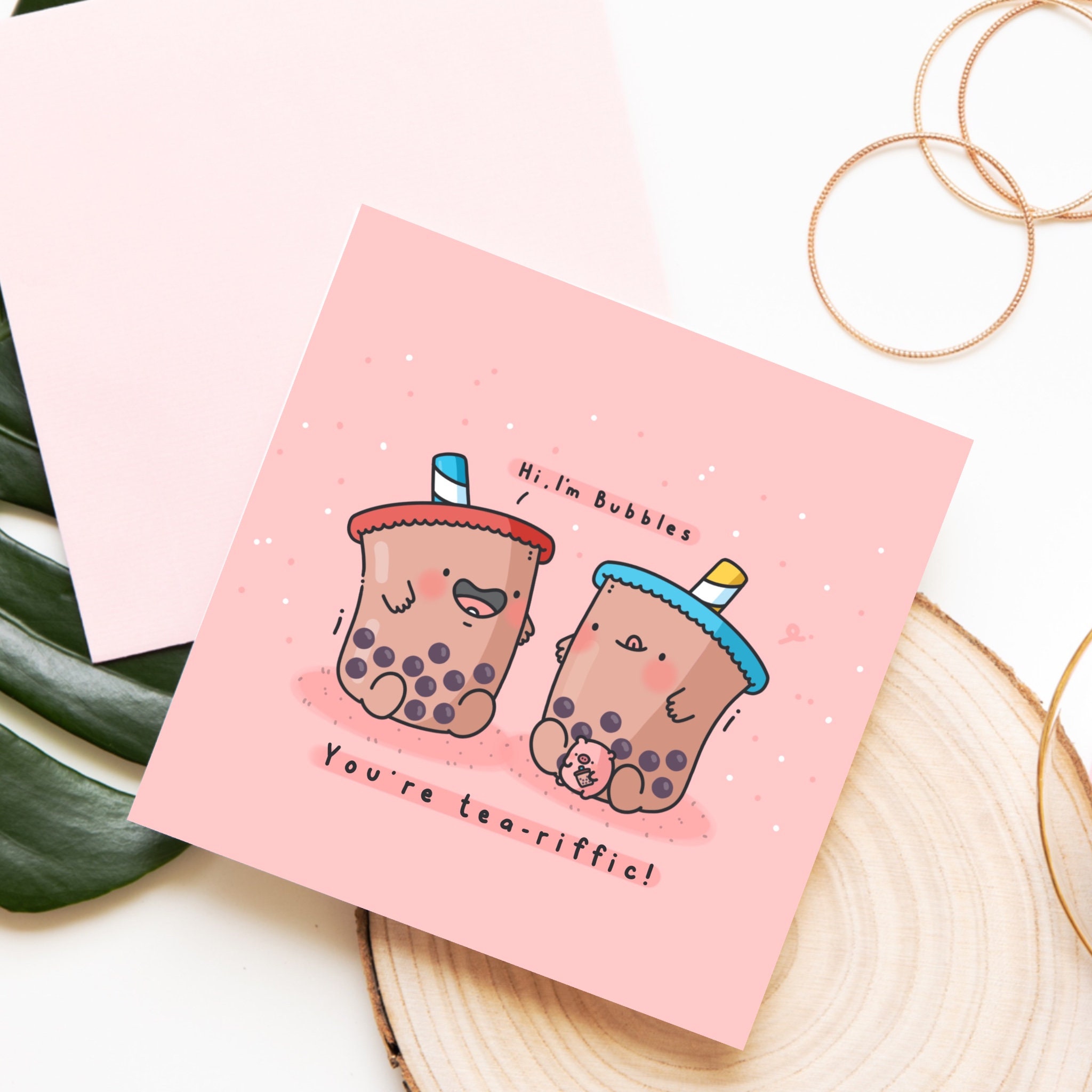Cute Bubble Tea Card for Friend Kawaii Boba Tea Birthday - Etsy