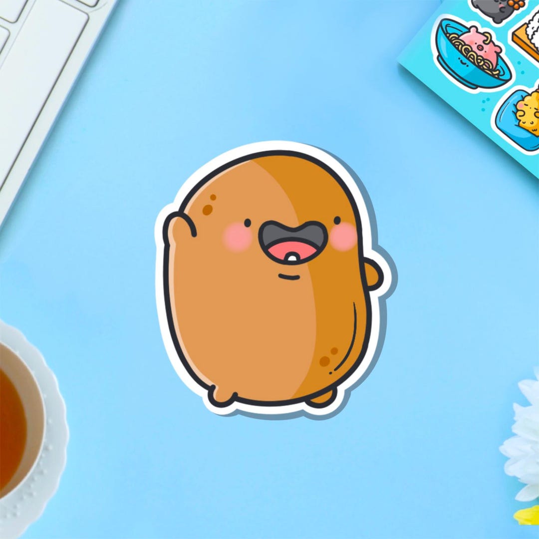 Waving Potato Vinyl Sticker | Kawaii Stickers, Potato Stickers | Cute ...