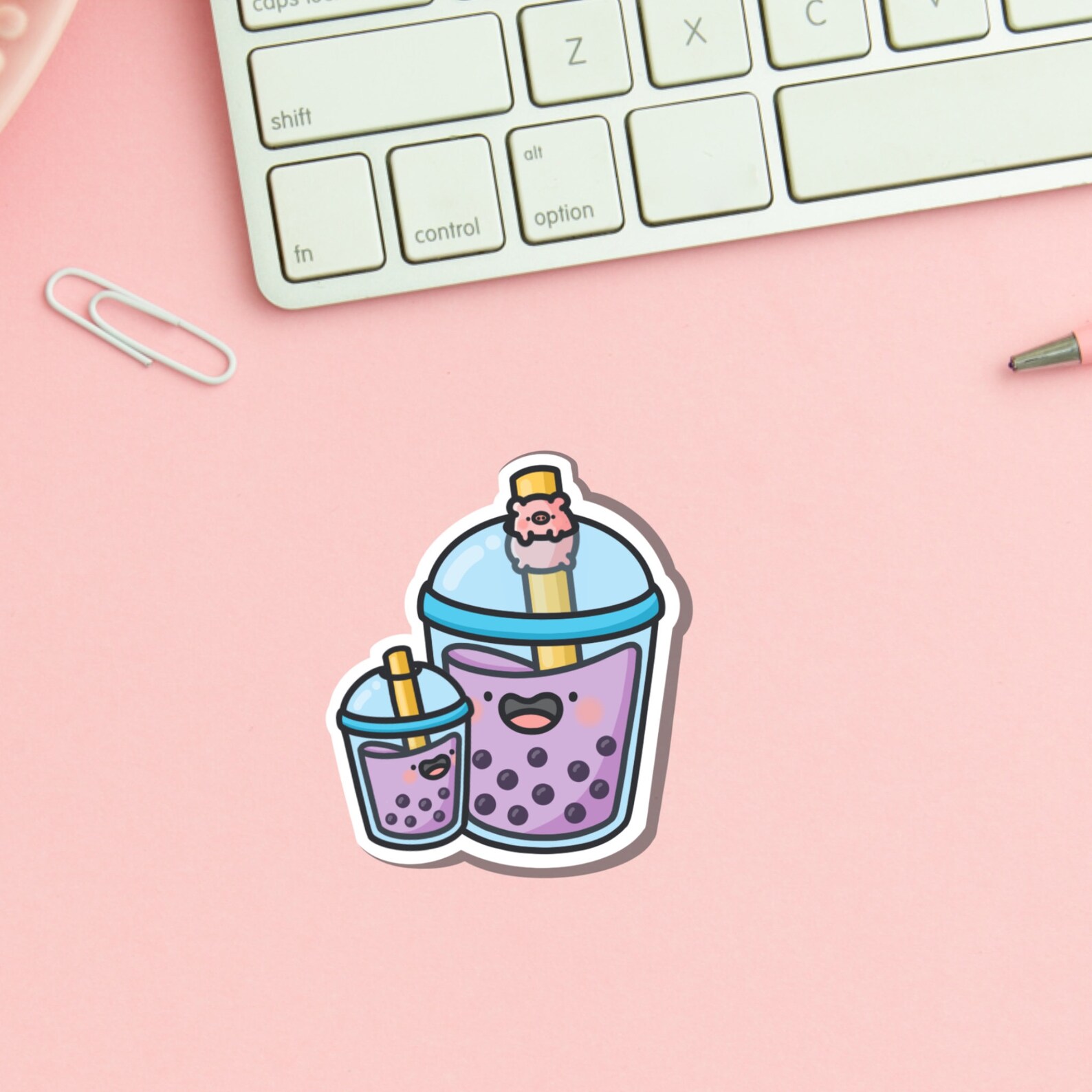 Cute Boba Tea Vinyl Sticker Kawaii Bubble Tea Stickers | Etsy UK
