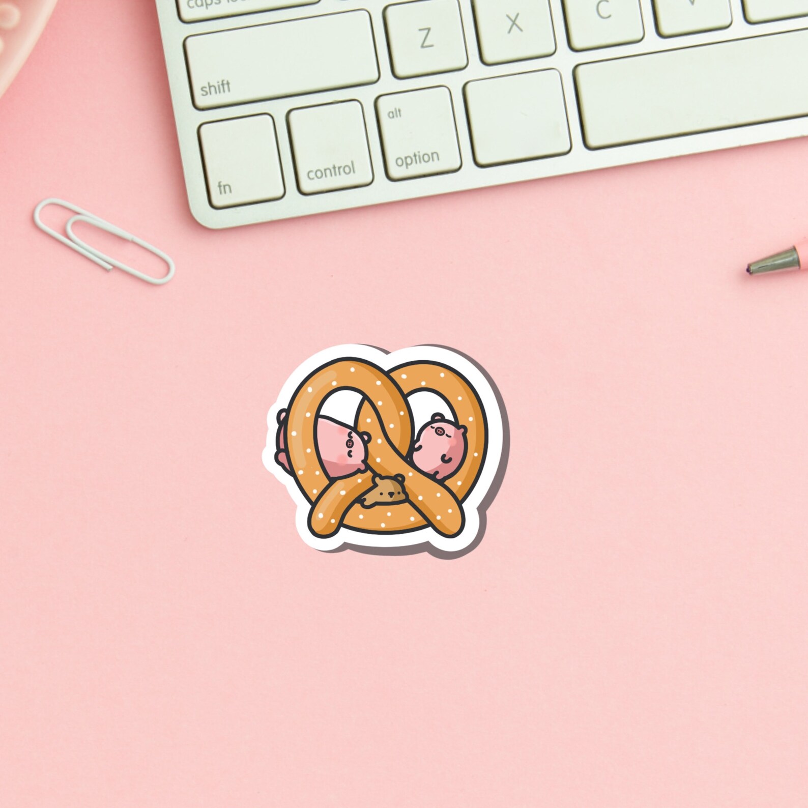 Cute Pretzel Vinyl Sticker Kawaii Stickers Pretzel Stickers | Etsy