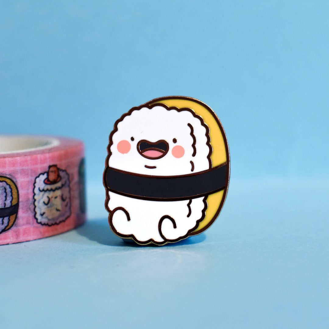Sushi Enamel Pin | Kawaii Sushi Pin | Rose Gold Badge | Hard Enamel Pin ...