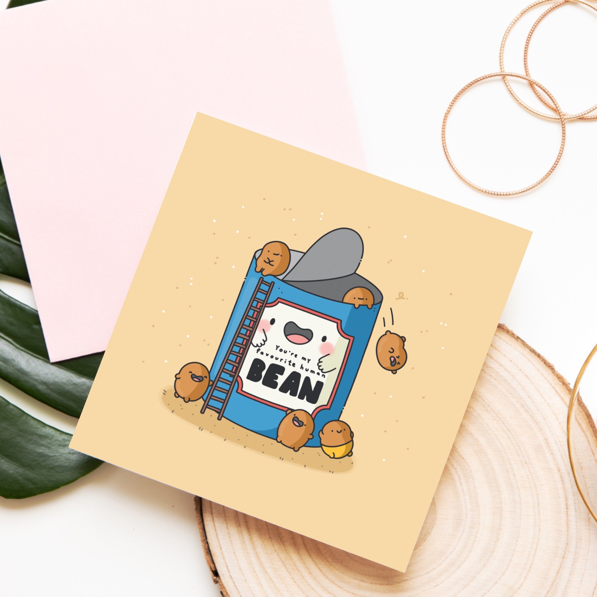 Cute Baked Bean Card Kawaii Beans Card Cards for Her - Etsy UK